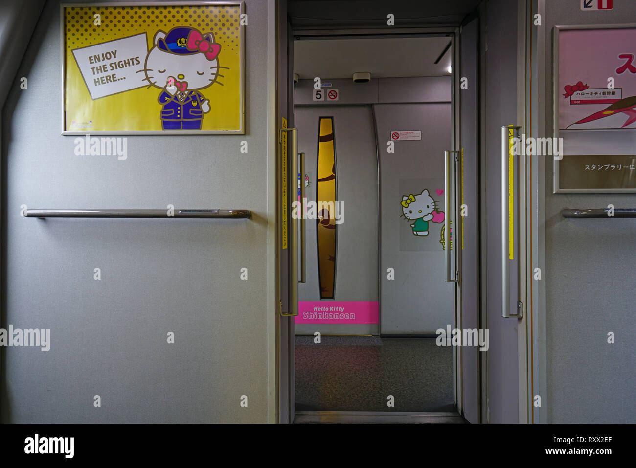 OSAKA, JAPAN -28 FEB 2019- View of the special livery Hello Kitty ...