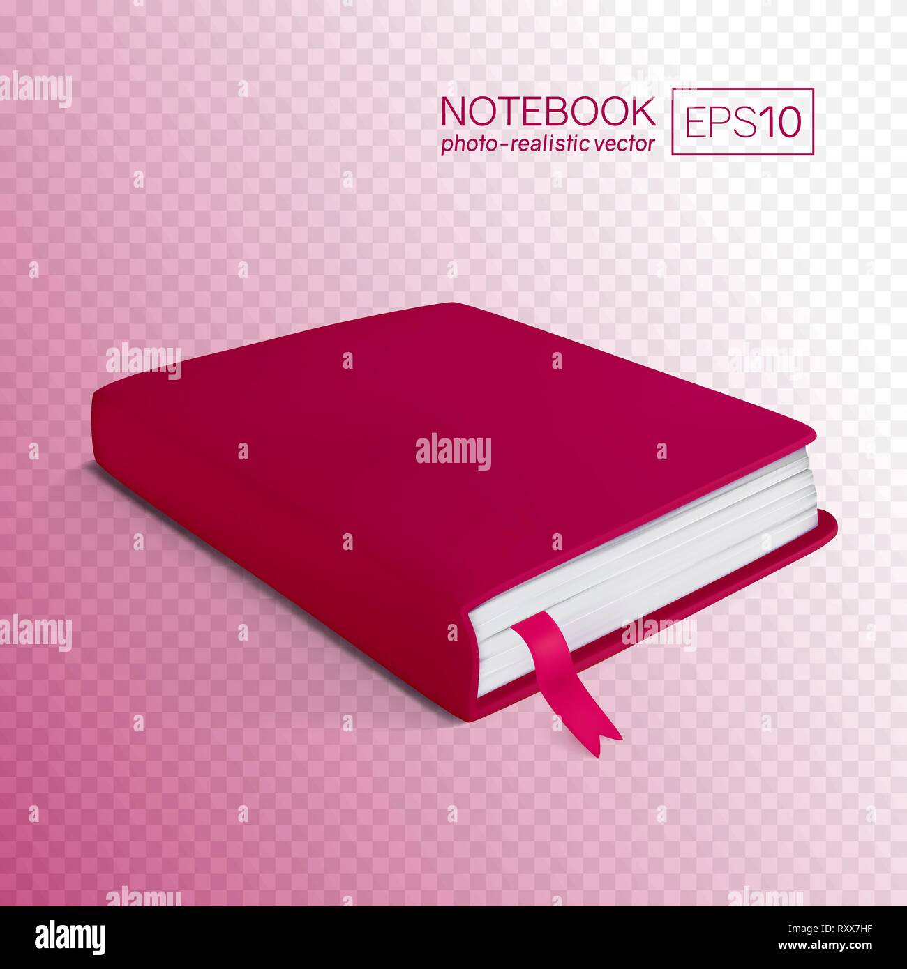 Realistic red book with bookmark. Vector illustration isolated on ...