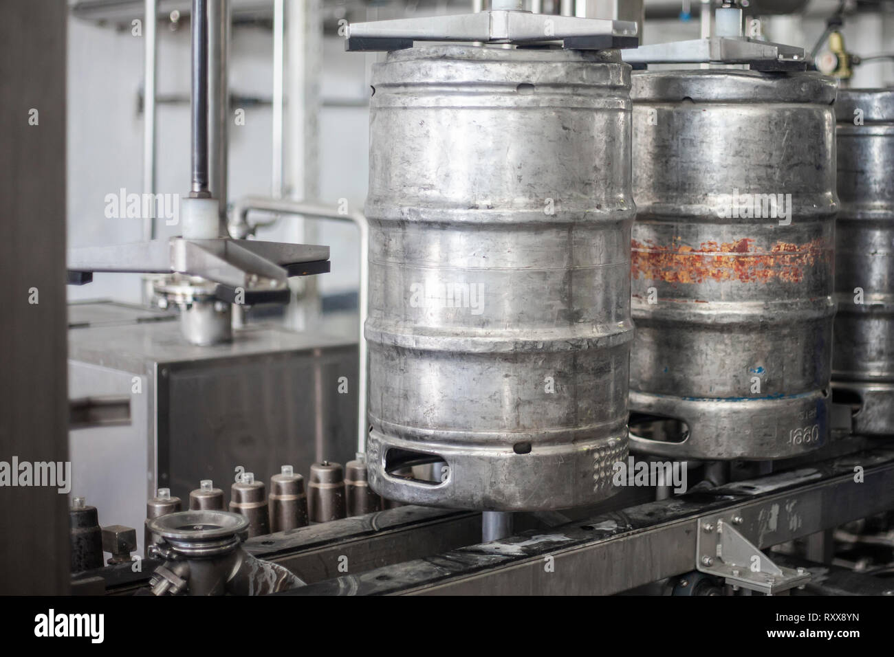 Beer kegs on the production line in the factory Stock Photo - Alamy
