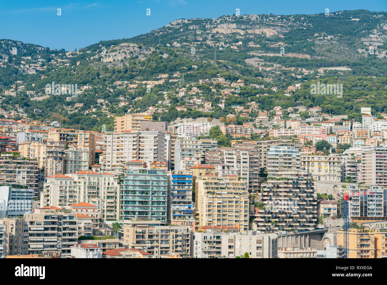Aerial view of the cityscape with many residence and roof at Monaco ...