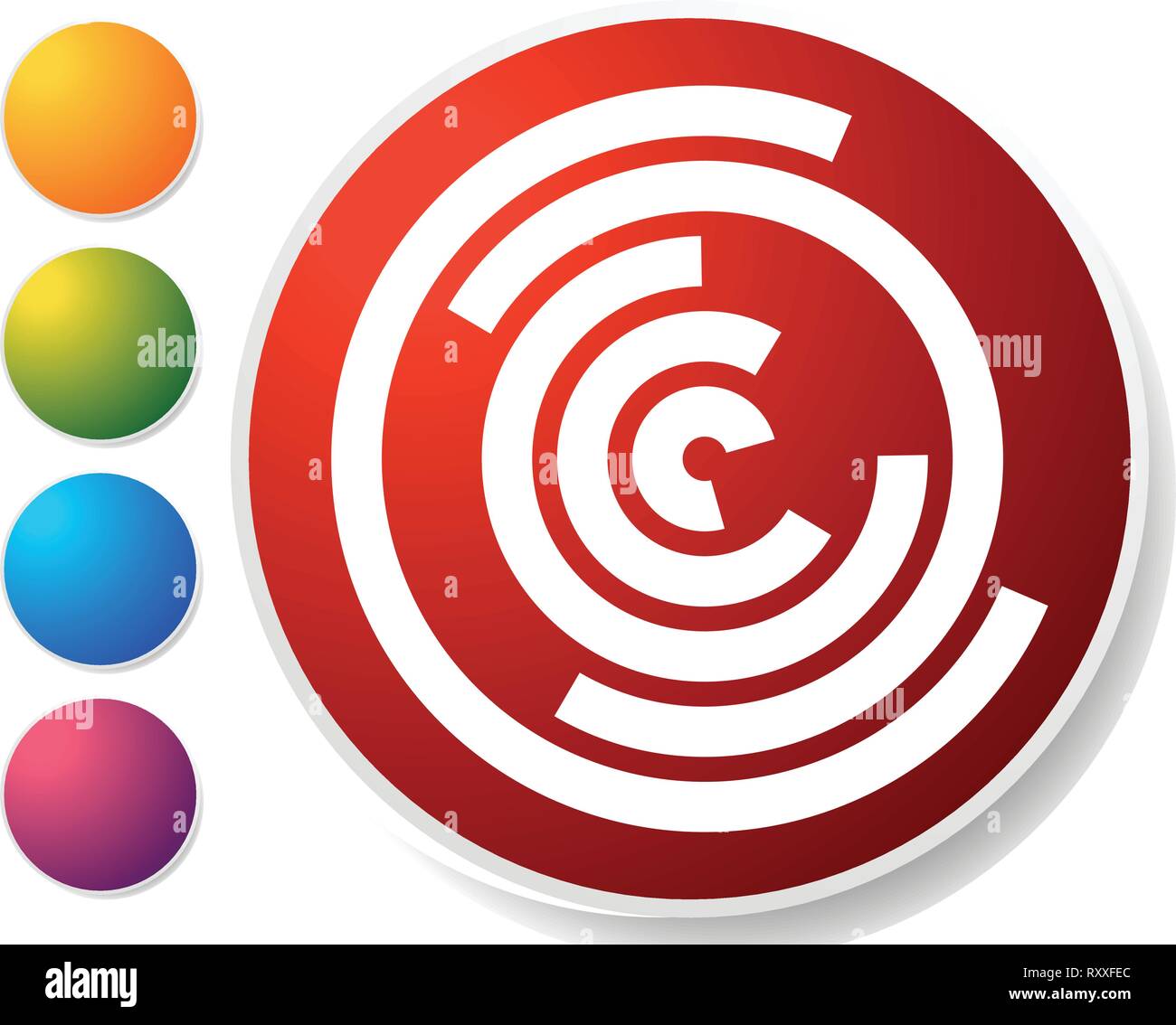 Concentric random circles icon. Ripple effect, cyclical radial lines ...