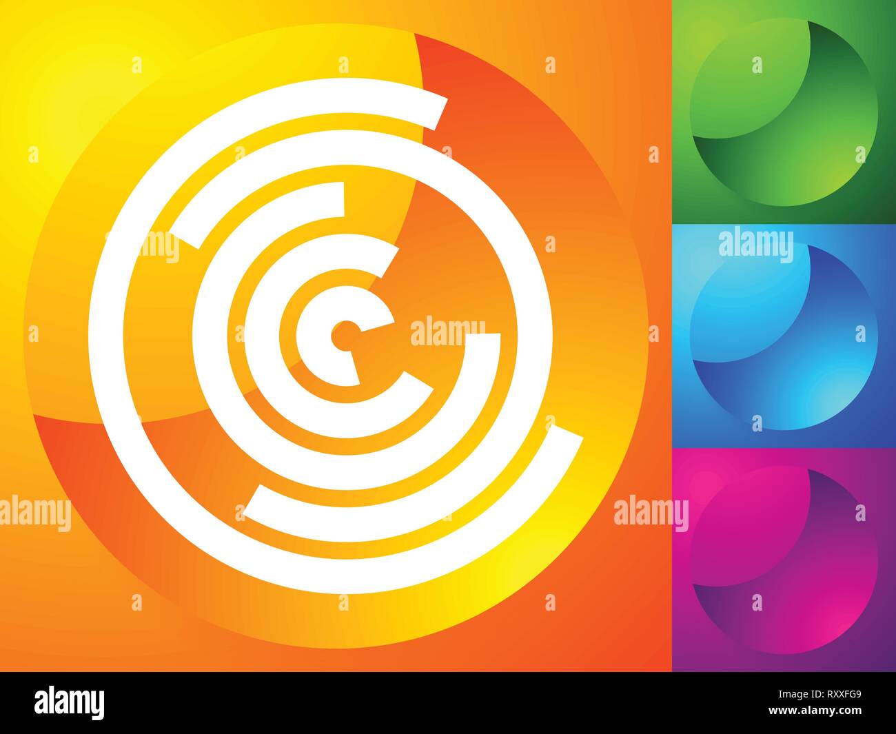 Concentric random circles icon. Ripple effect, cyclical radial lines ...
