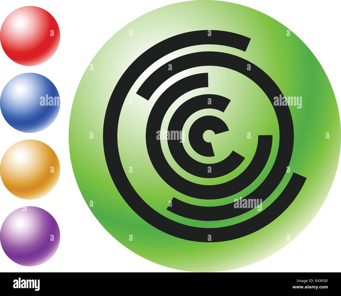 Concentric random circles icon. Ripple effect, cyclical radial lines ...