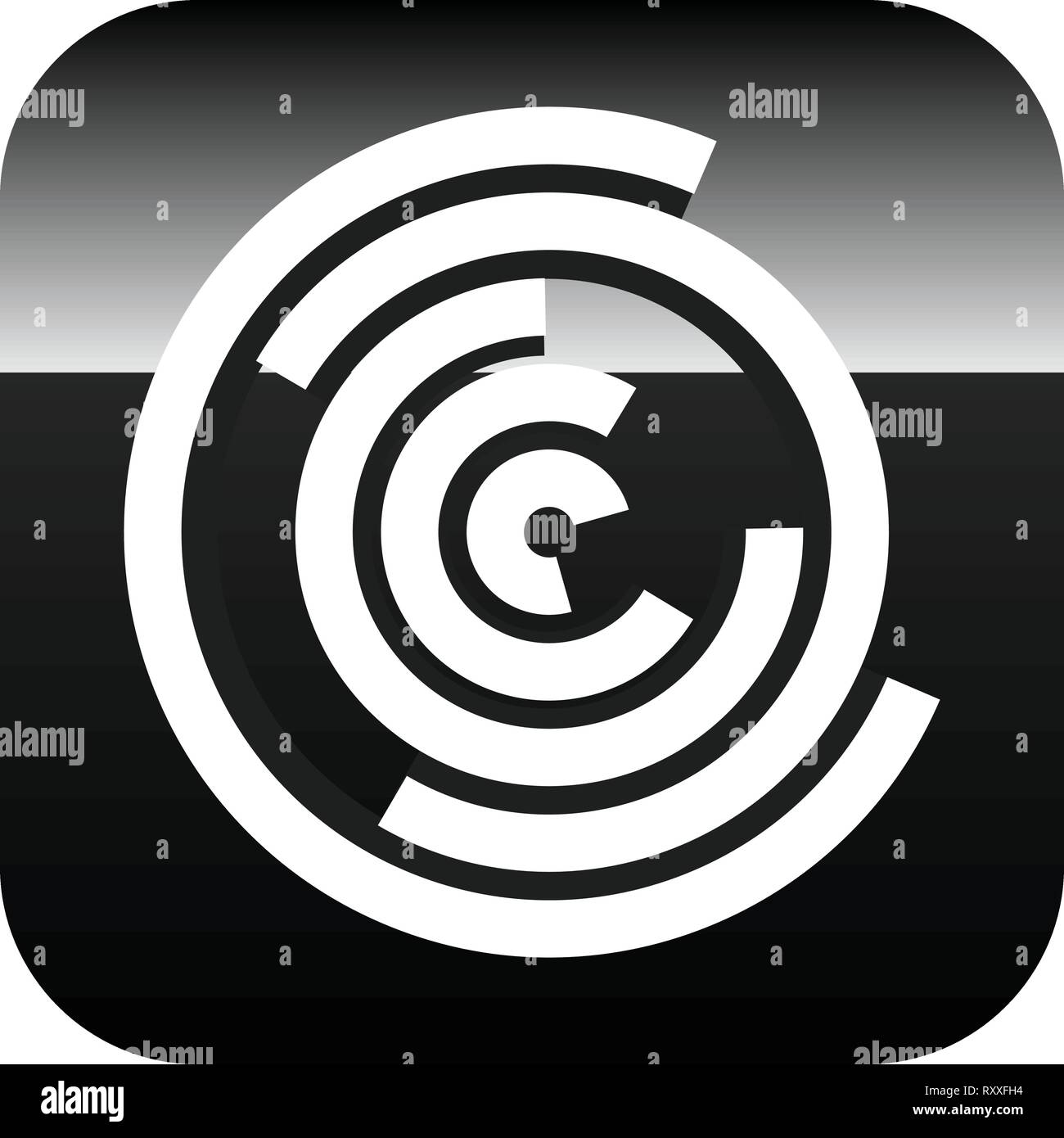 Concentric random circles icon. Ripple effect, cyclical radial lines ...