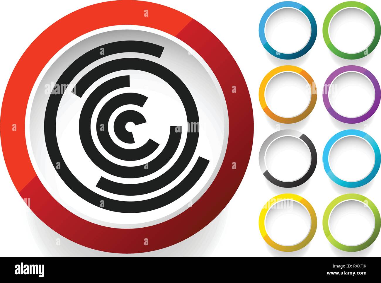 Concentric random circles icon. Ripple effect, cyclical radial lines ...