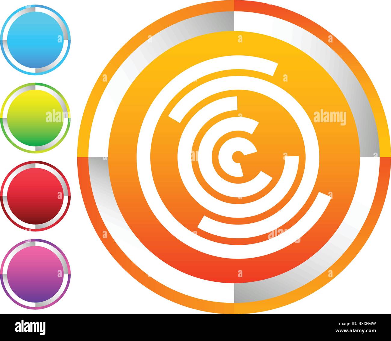 Concentric random circles icon. Ripple effect, cyclical radial lines ...
