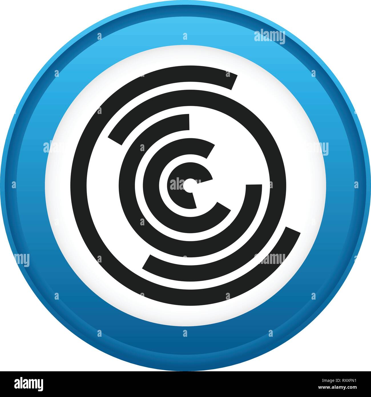Concentric random circles icon. Ripple effect, cyclical radial lines ...