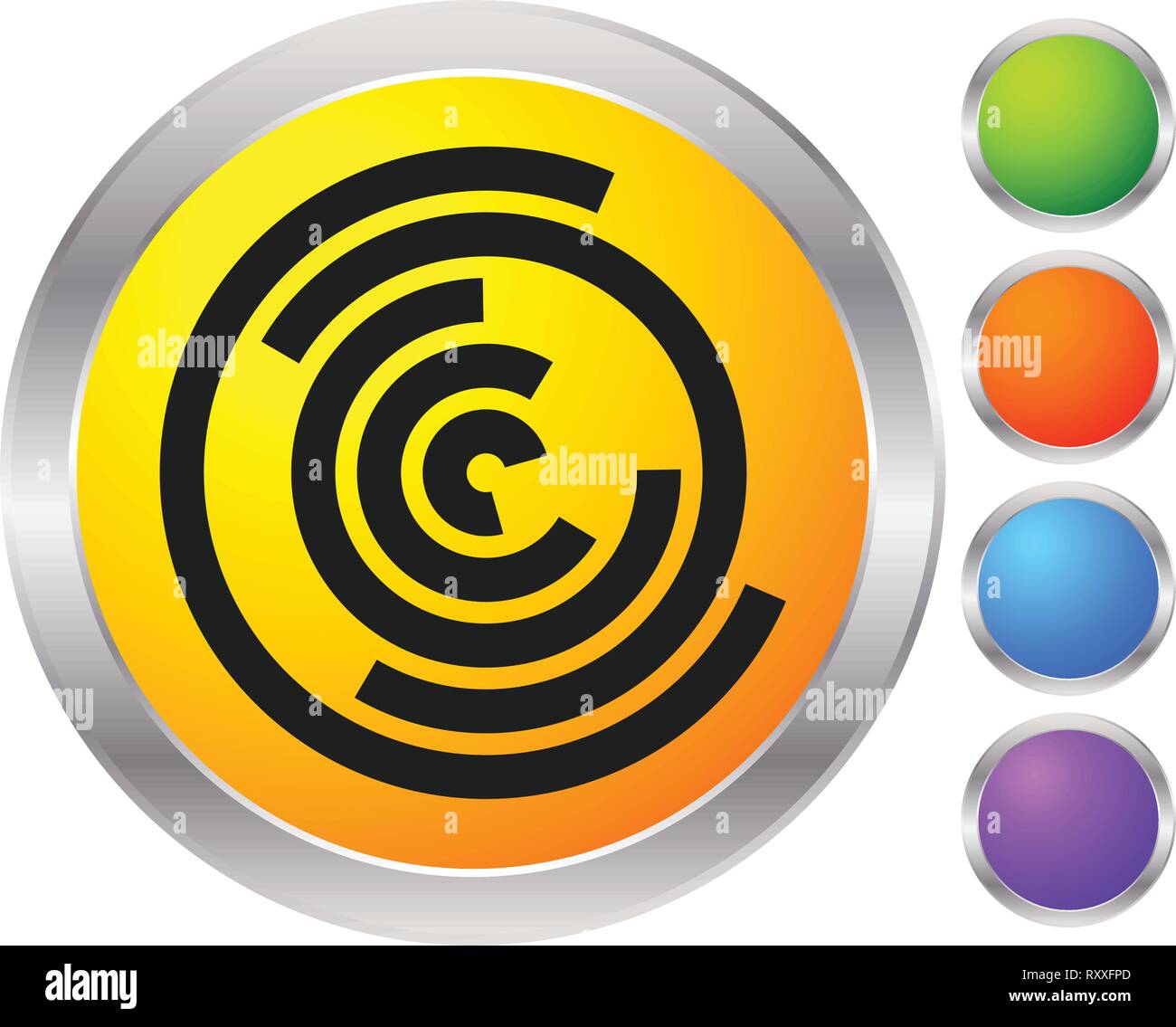 Concentric random circles icon. Ripple effect, cyclical radial lines ...