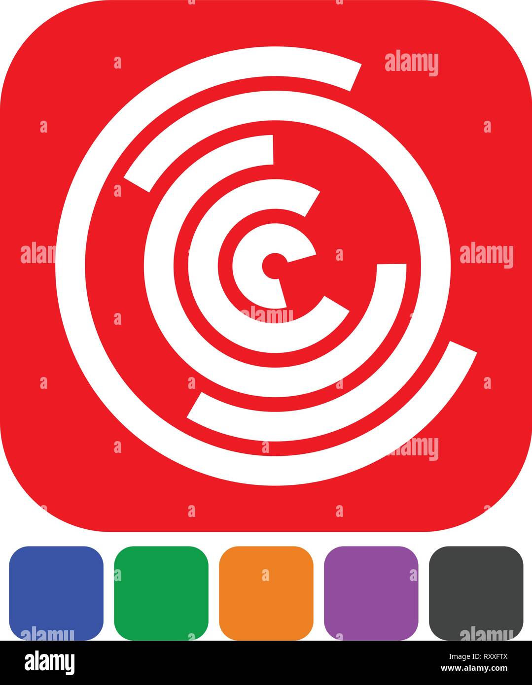 Concentric random circles icon. Ripple effect, cyclical radial lines ...