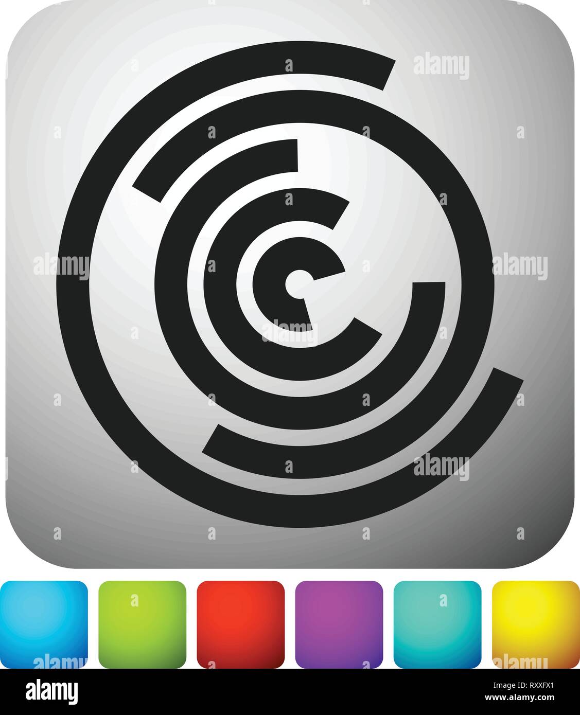 Concentric random circles icon. Ripple effect, cyclical radial lines ...