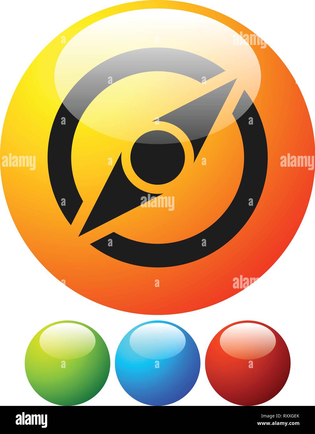 Icon with compass symbol. Guidance, exploration, navigation concepts ...