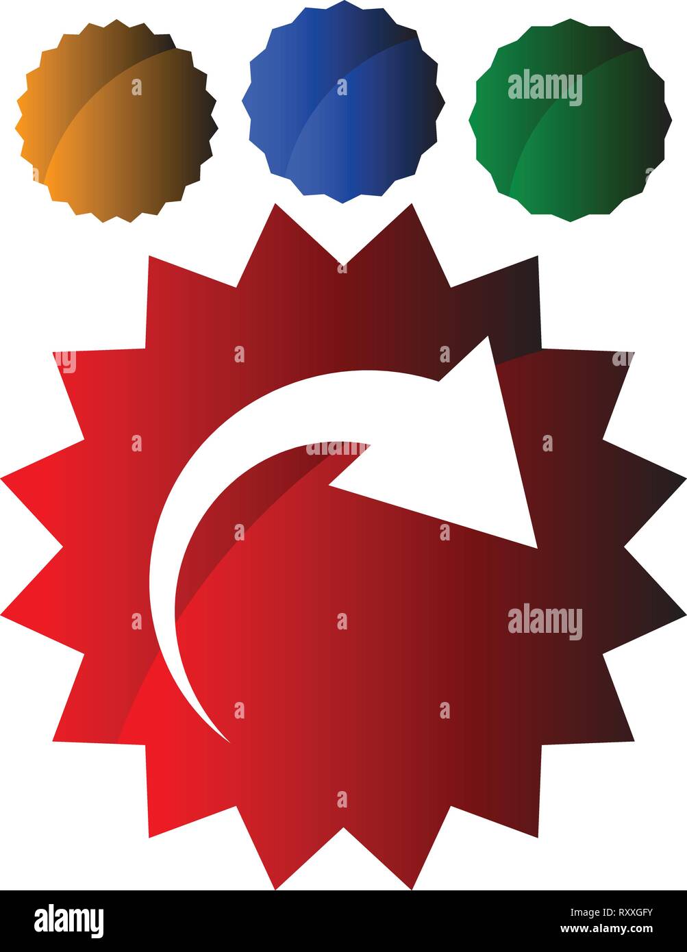 Icon with curved arrow. Fold, twist, rotate concept icon Stock Vector ...