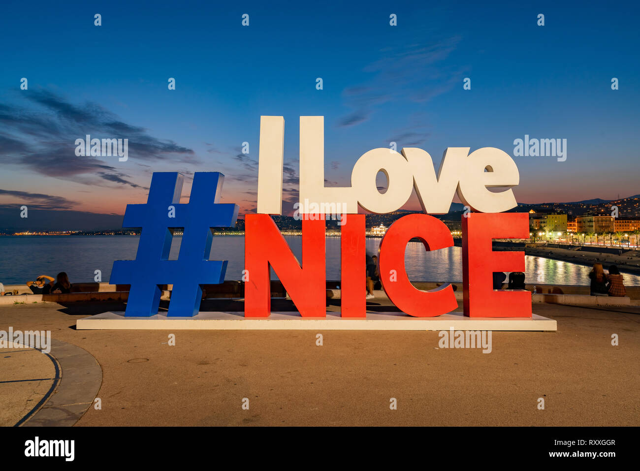 The big has tag sign of I Love Nice at the Angels Bay of Nice Stock ...