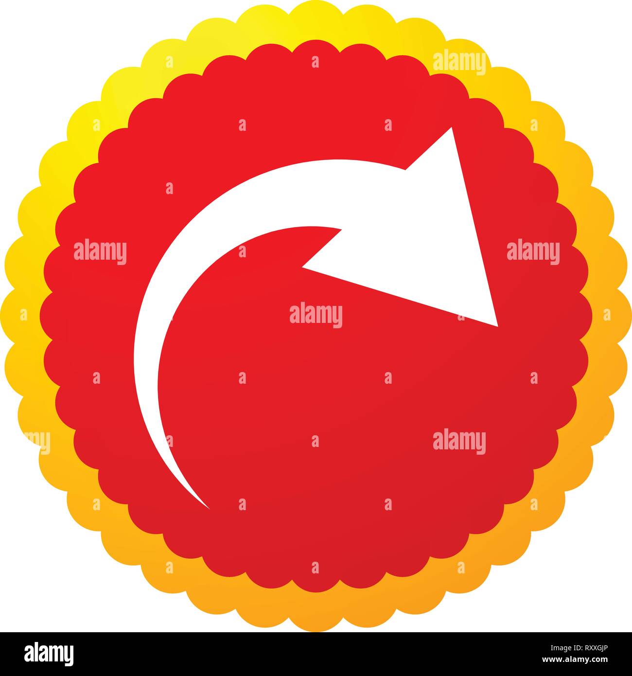 Icon with curved arrow. Fold, twist, rotate concept icon Stock Vector ...