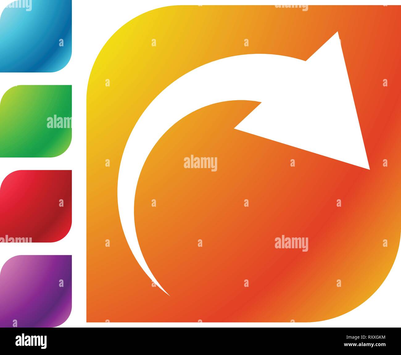 Icon with curved arrow. Fold, twist, rotate concept icon Stock Vector ...