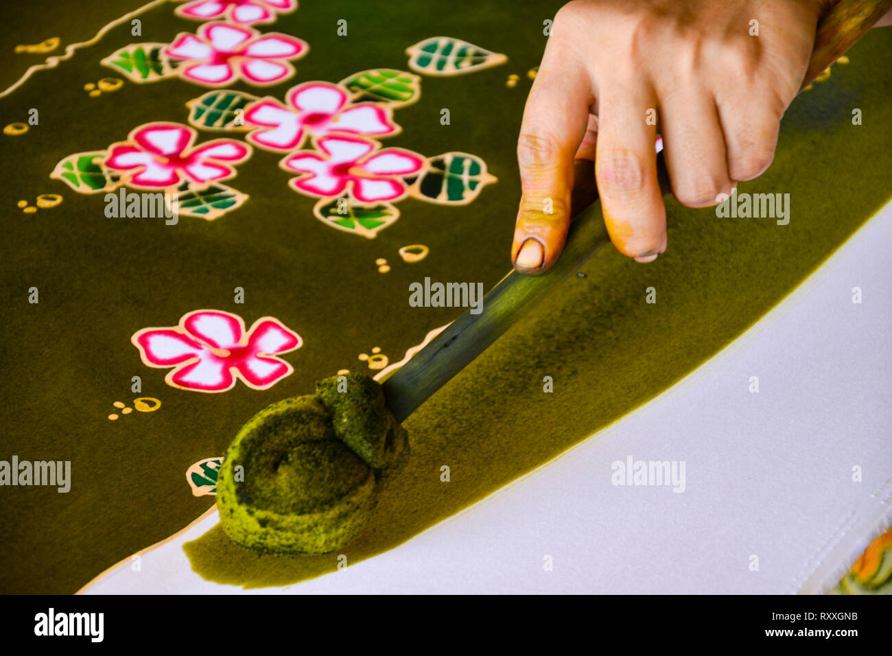 Painting watercolor on the fabric to make Batik, Making Batik, painting ...