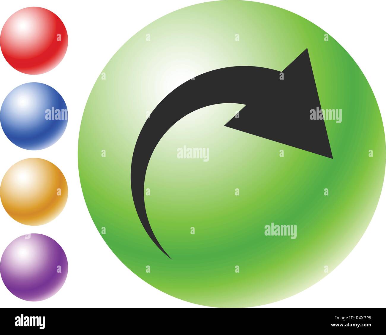 Icon with curved arrow. Fold, twist, rotate concept icon Stock Vector ...