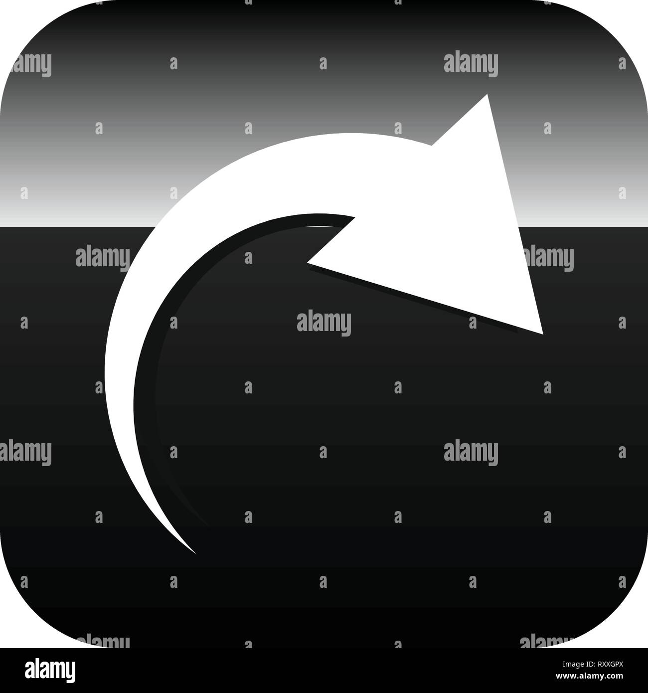 Icon with curved arrow. Fold, twist, rotate concept icon Stock Vector ...