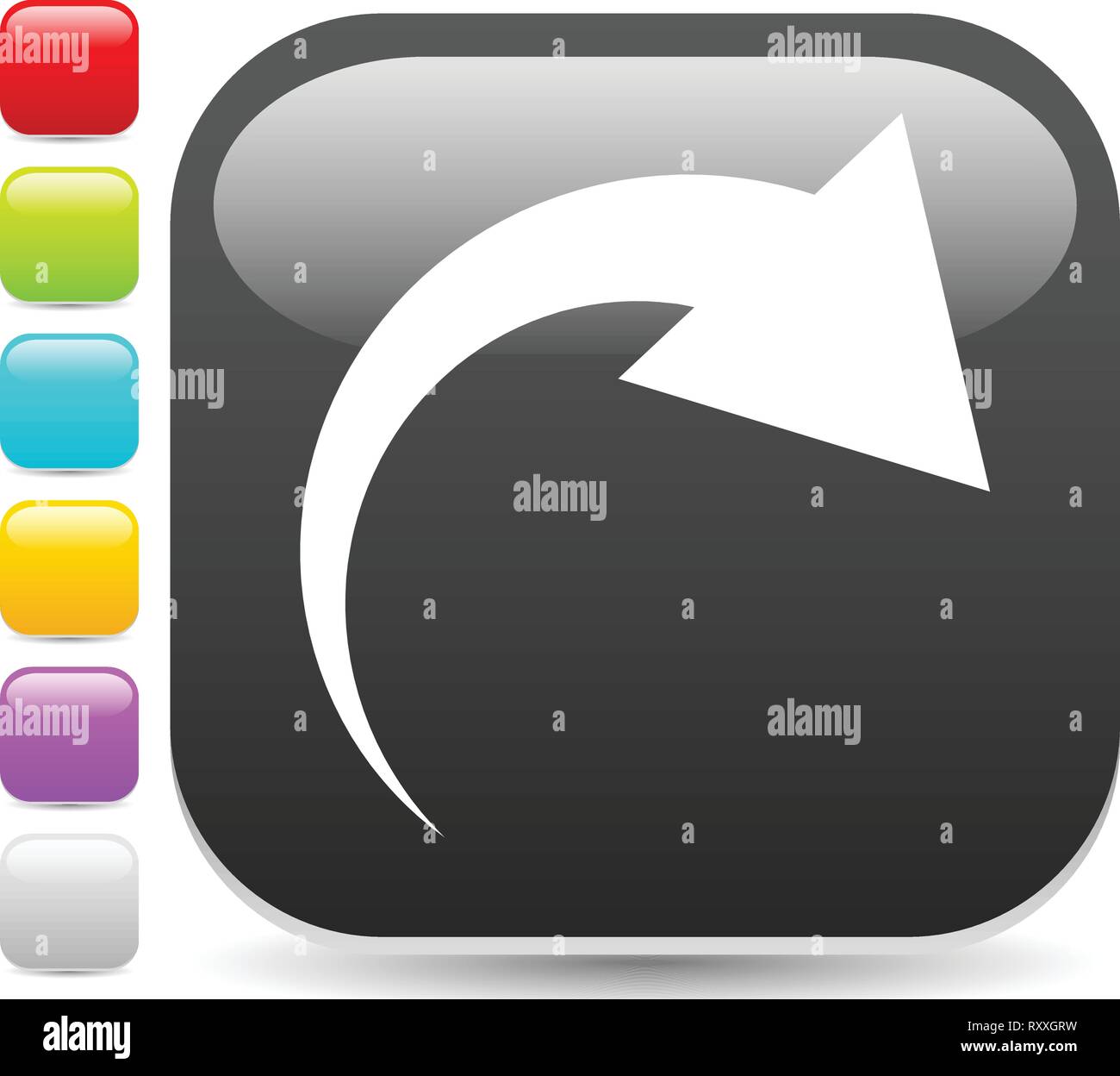 Icon with curved arrow. Fold, twist, rotate concept icon Stock Vector ...