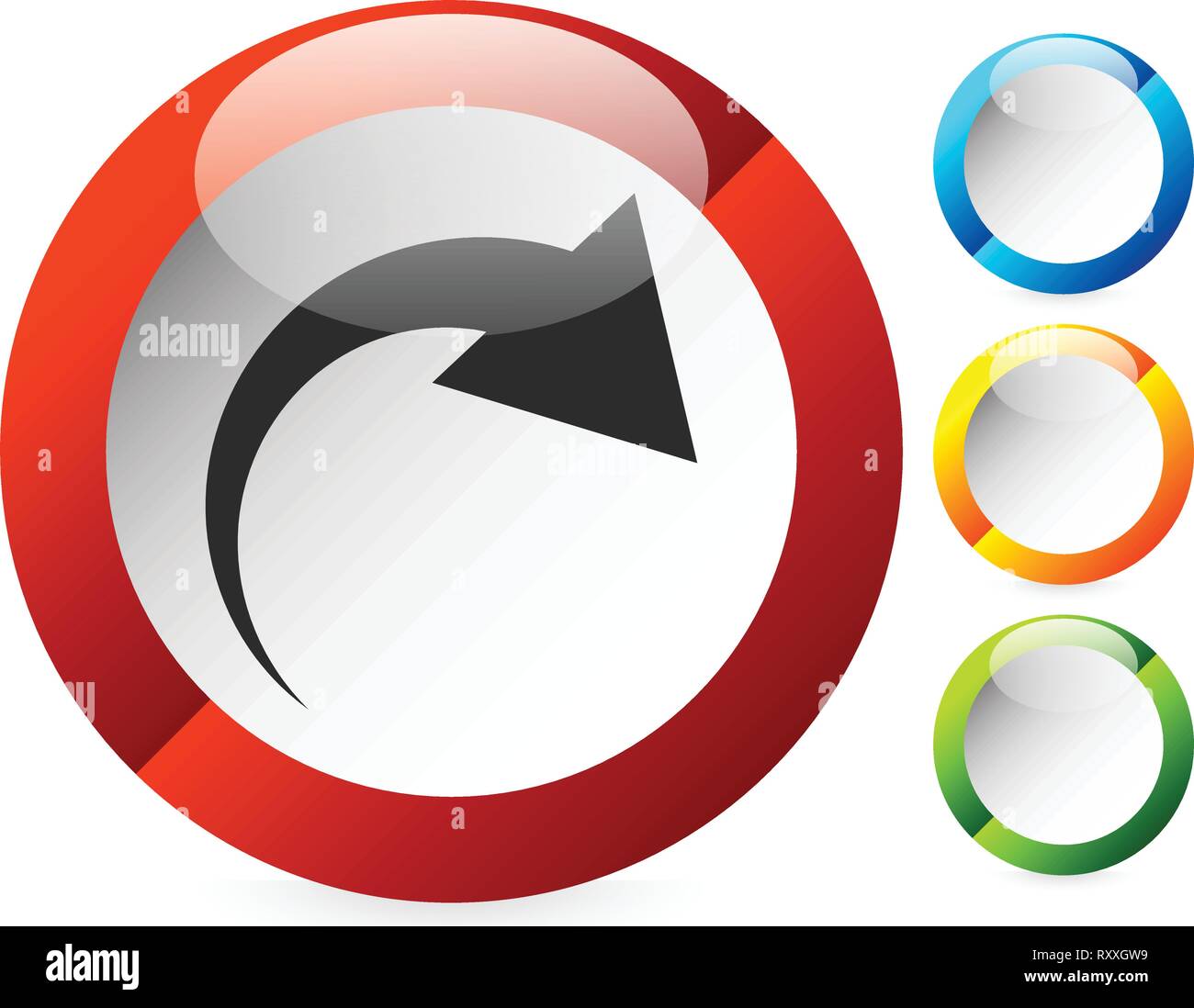 Icon with curved arrow. Fold, twist, rotate concept icon Stock Vector ...