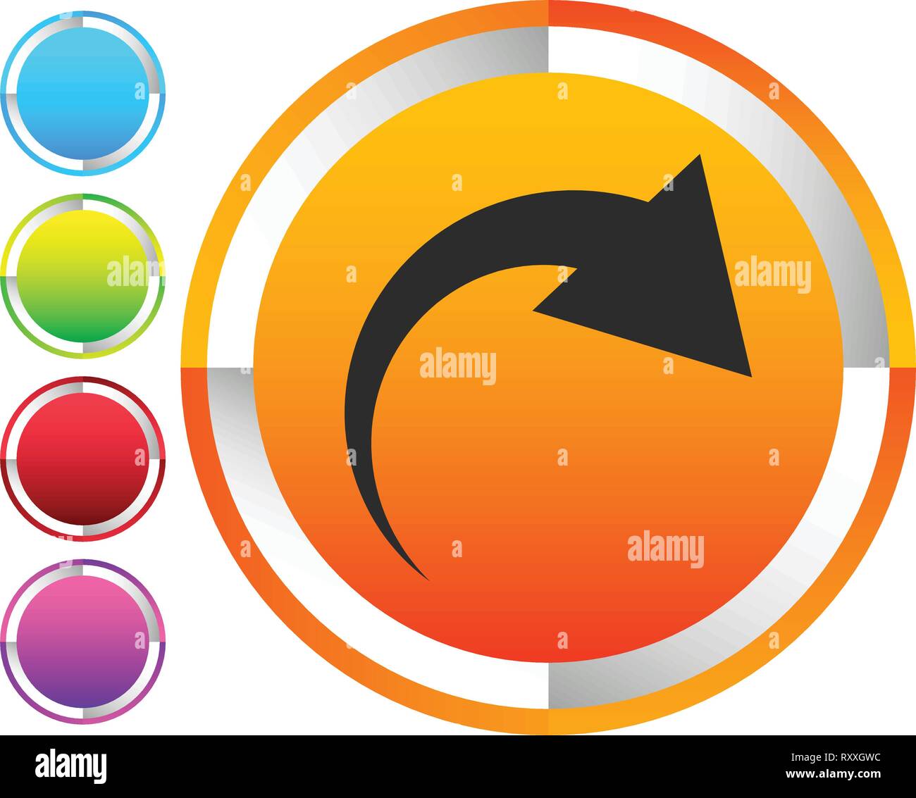 Icon with curved arrow. Fold, twist, rotate concept icon Stock Vector ...