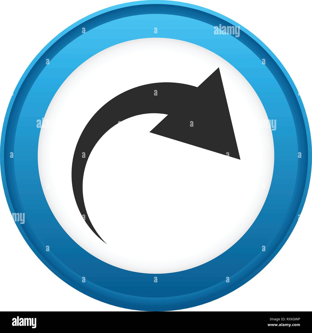 Icon with curved arrow. Fold, twist, rotate concept icon Stock Vector ...