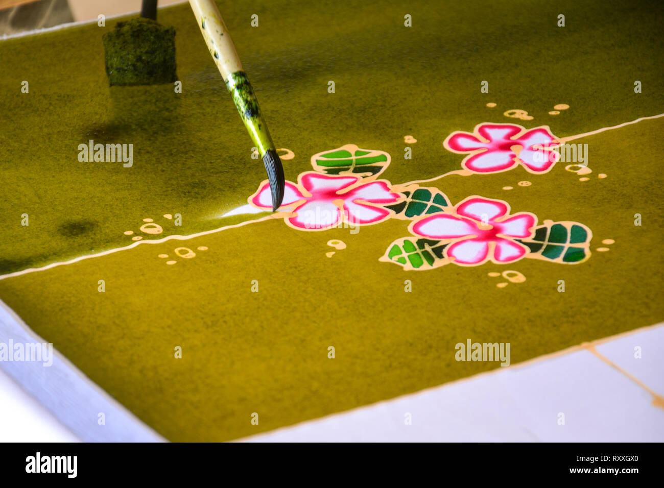 Painting watercolor on the fabric to make Batik, Making Batik, painting ...