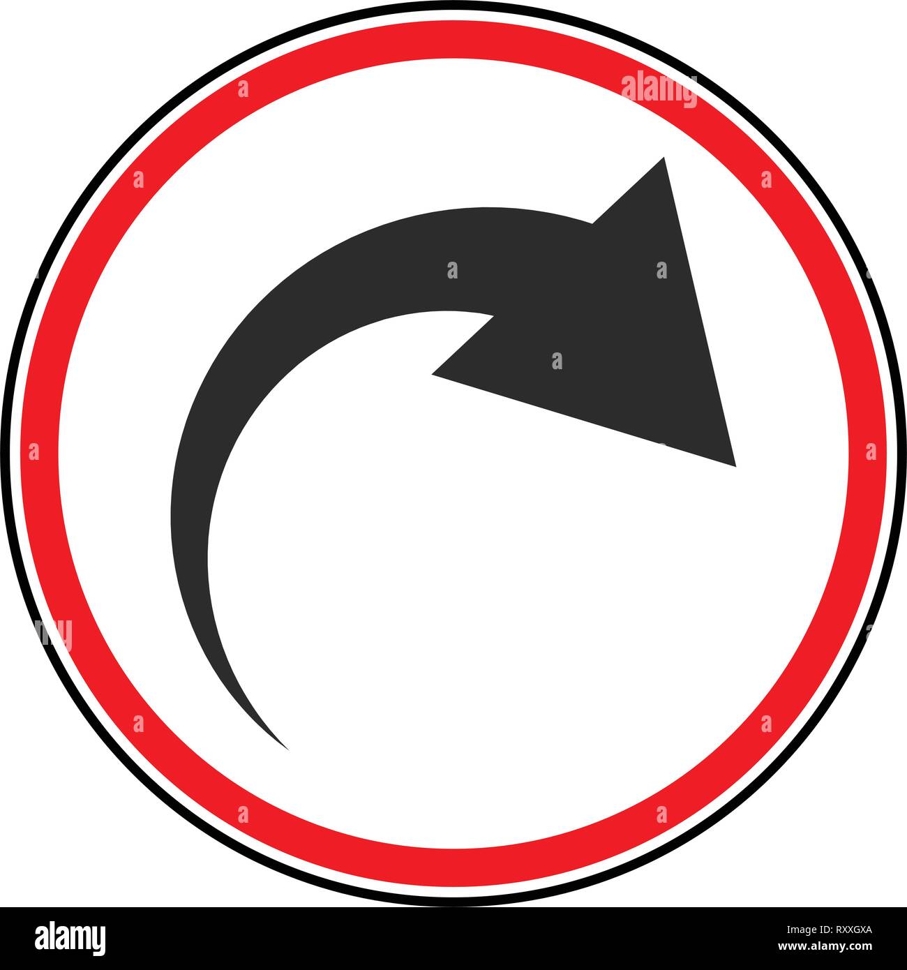 Icon with curved arrow. Fold, twist, rotate concept icon Stock Vector ...