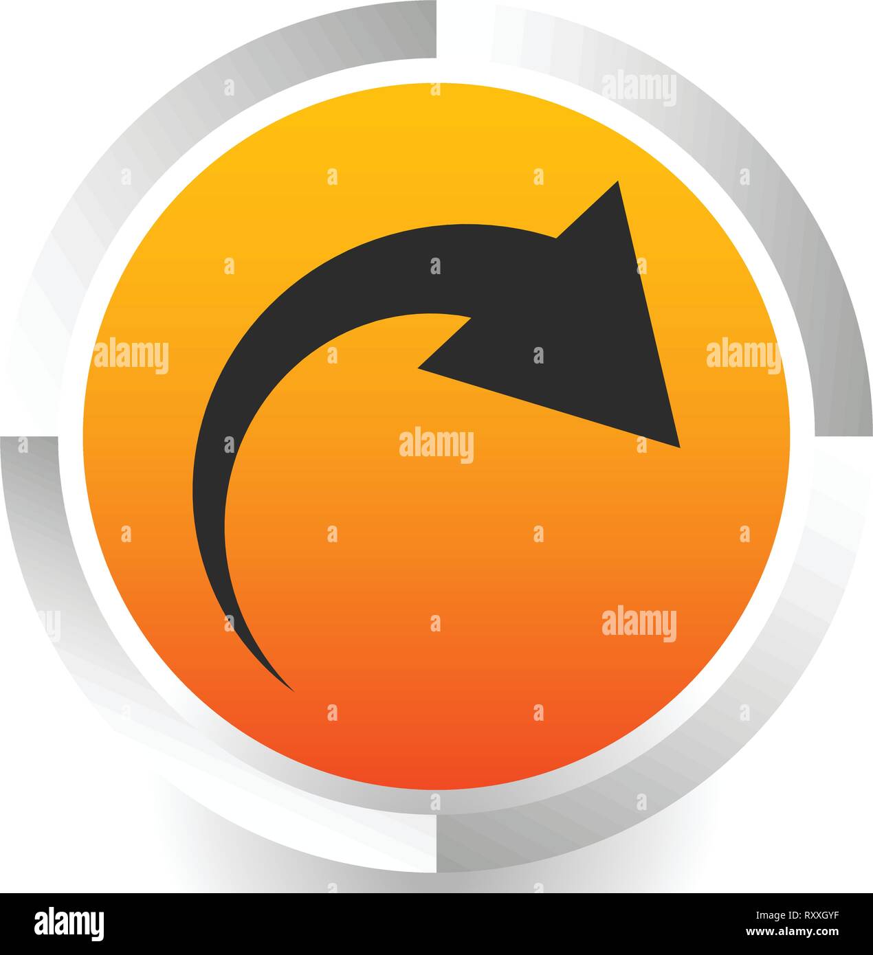 Icon with curved arrow. Fold, twist, rotate concept icon Stock Vector ...