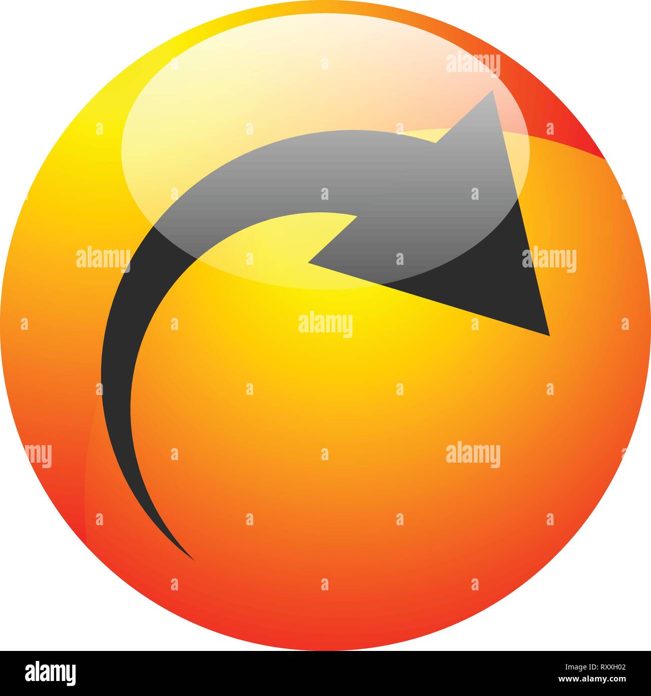 Icon with curved arrow. Fold, twist, rotate concept icon Stock Vector ...