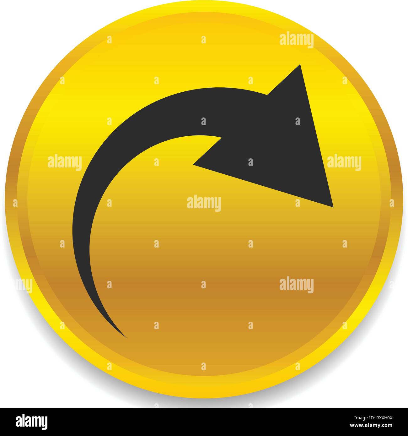 Icon with curved arrow. Fold, twist, rotate concept icon Stock Vector ...