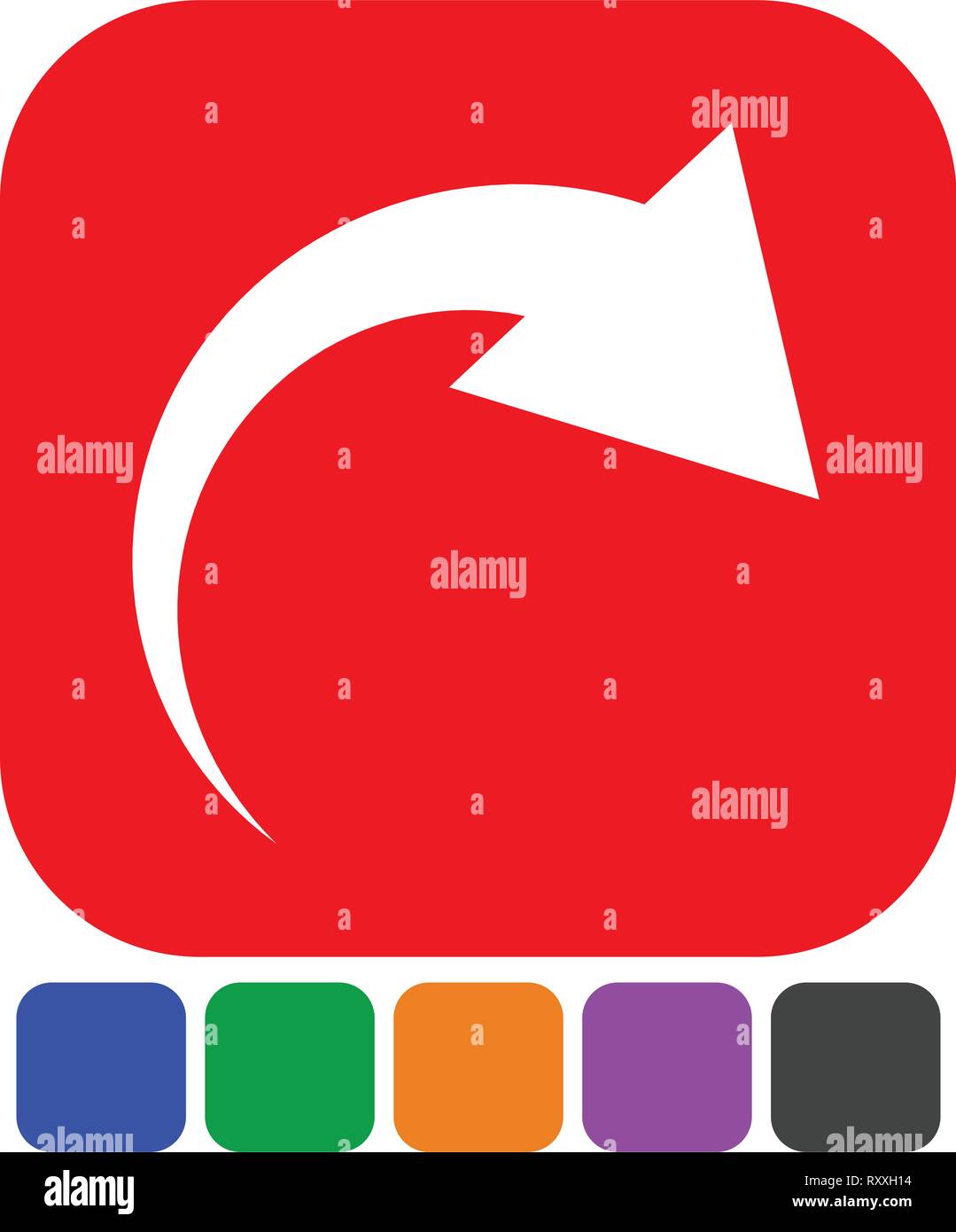 Icon with curved arrow. Fold, twist, rotate concept icon Stock Vector ...