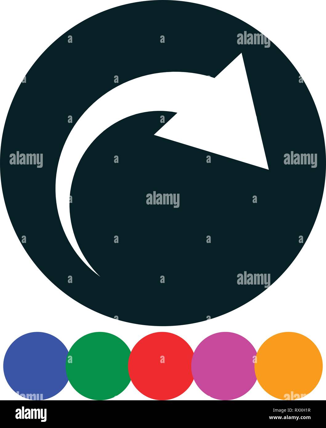 Icon with curved arrow. Fold, twist, rotate concept icon Stock Vector ...