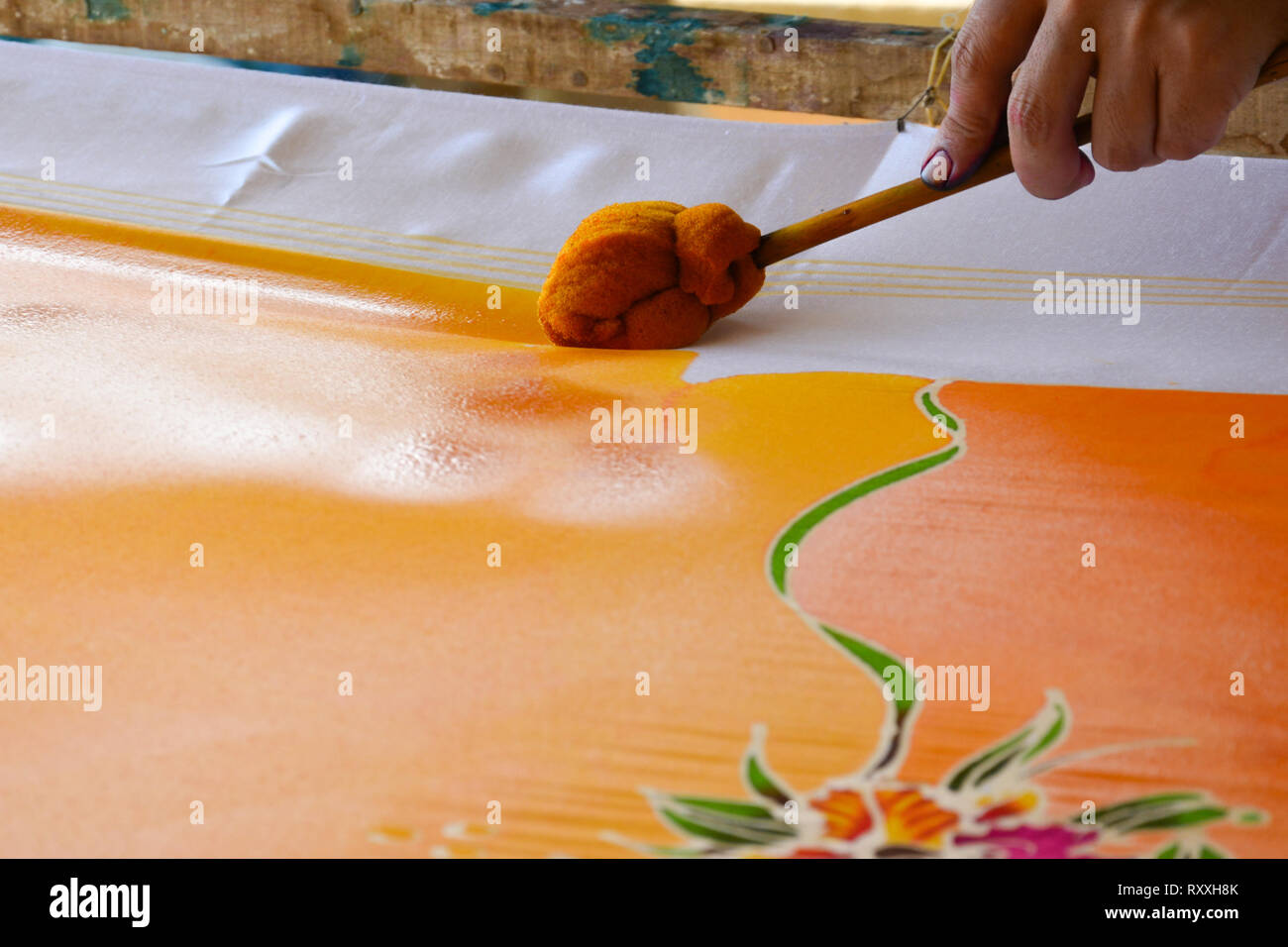 Painting watercolor on the fabric to make Batik, Making Batik, painting ...