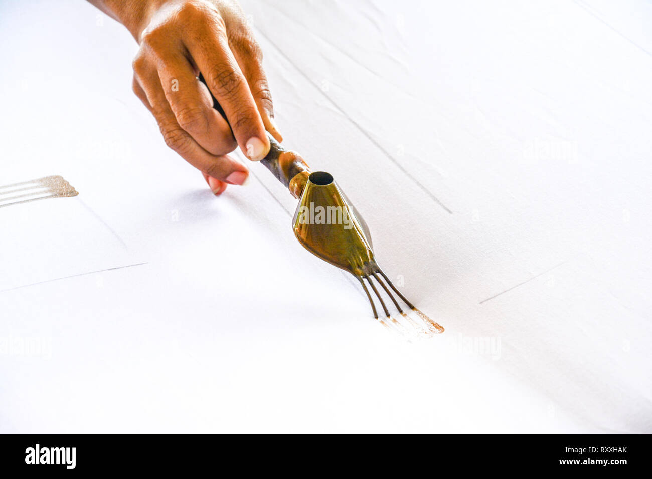 Painting watercolor on the fabric to make Batik, Making Batik, painting ...