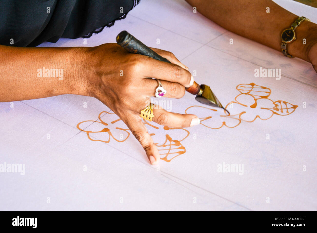 Painting watercolor on the fabric to make Batik, Making Batik, painting ...