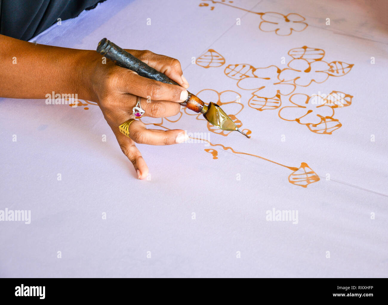 Painting watercolor on the fabric to make Batik, Making Batik, painting ...