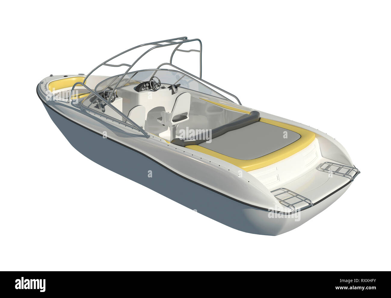 3D illustration speedboat Isolated on white background Stock Photo - Alamy