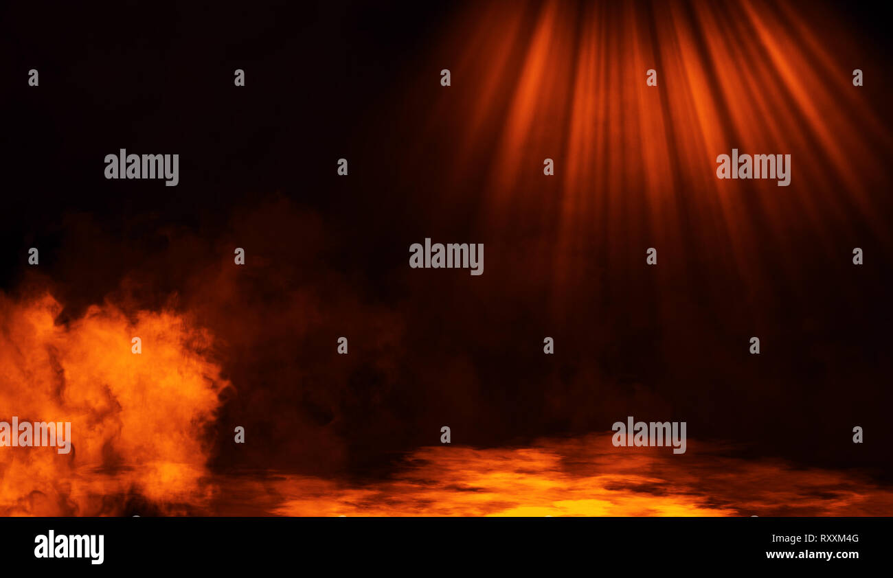 Fire smoke on the floor. Abstract fog with light effect. Lighting ...