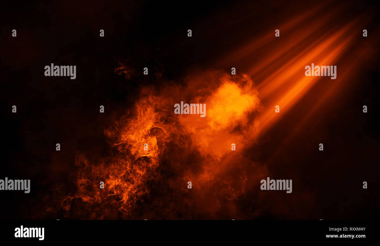 Fire smoke texture overlays background. Spotlight with fog Stock Photo ...