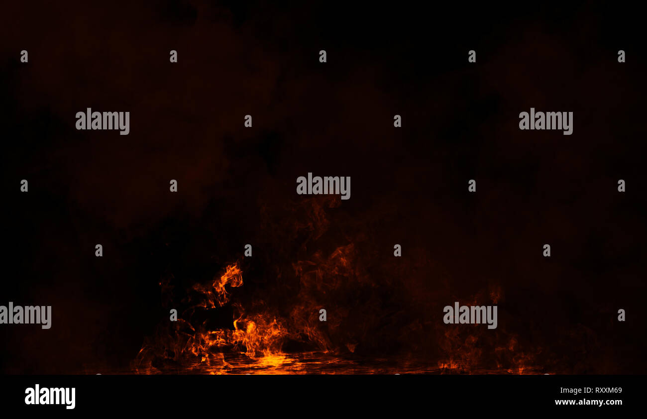 Fire smoke on isolated black background. Design texture element Stock ...