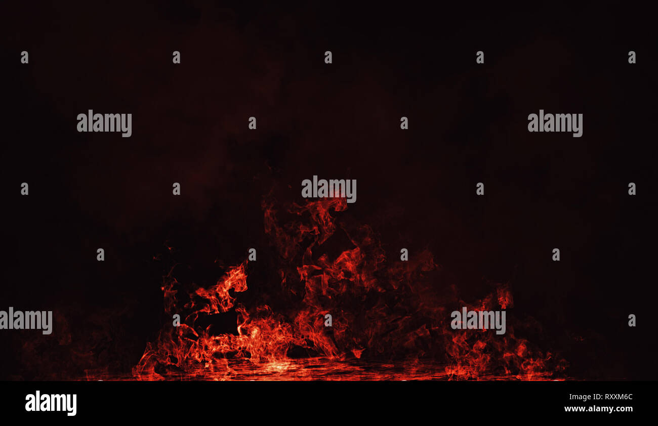 Fire smoke on isolated black background. Design texture element Stock ...