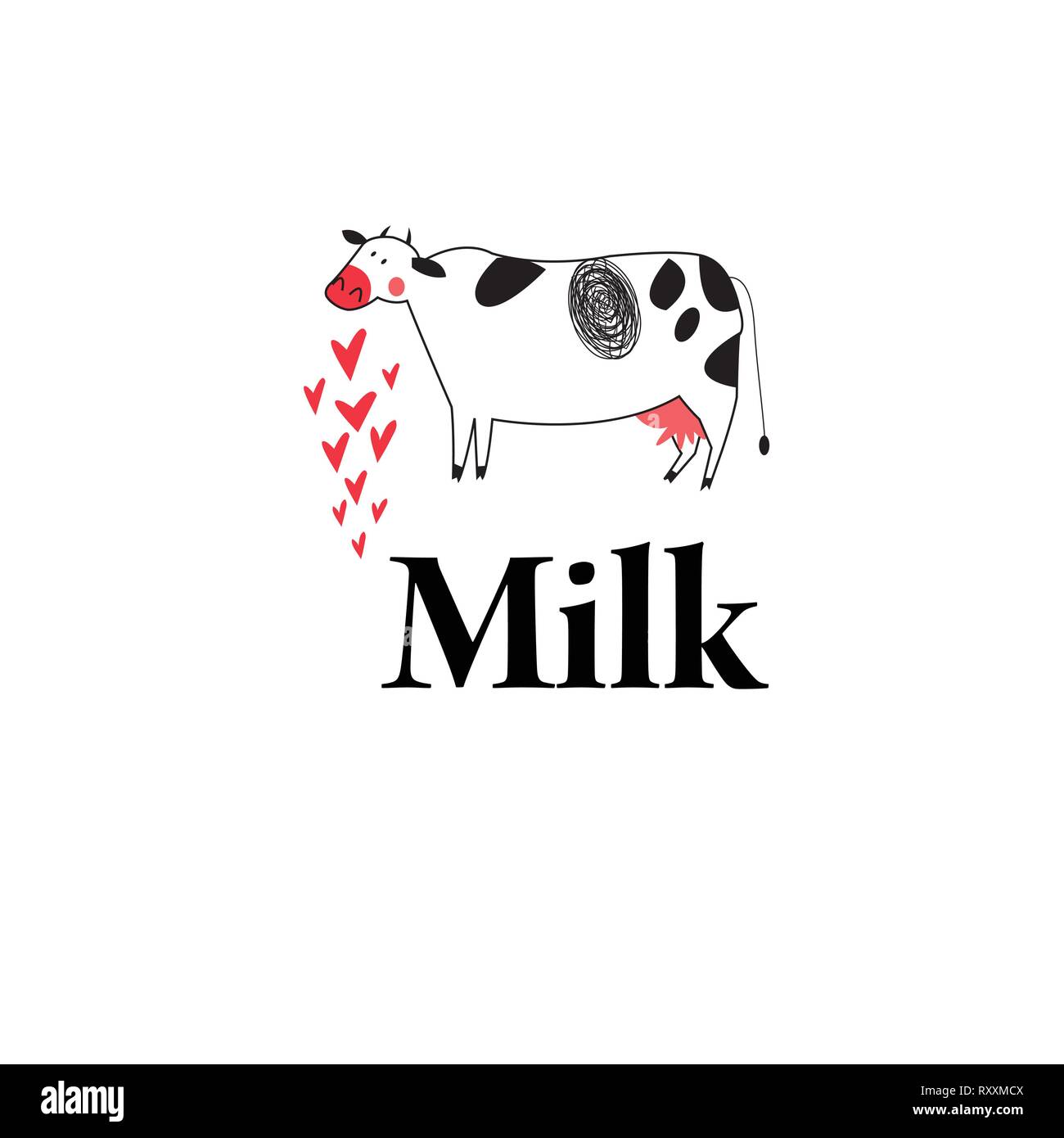 Vector graphic illustration of cow and milk Stock Vector Image & Art ...