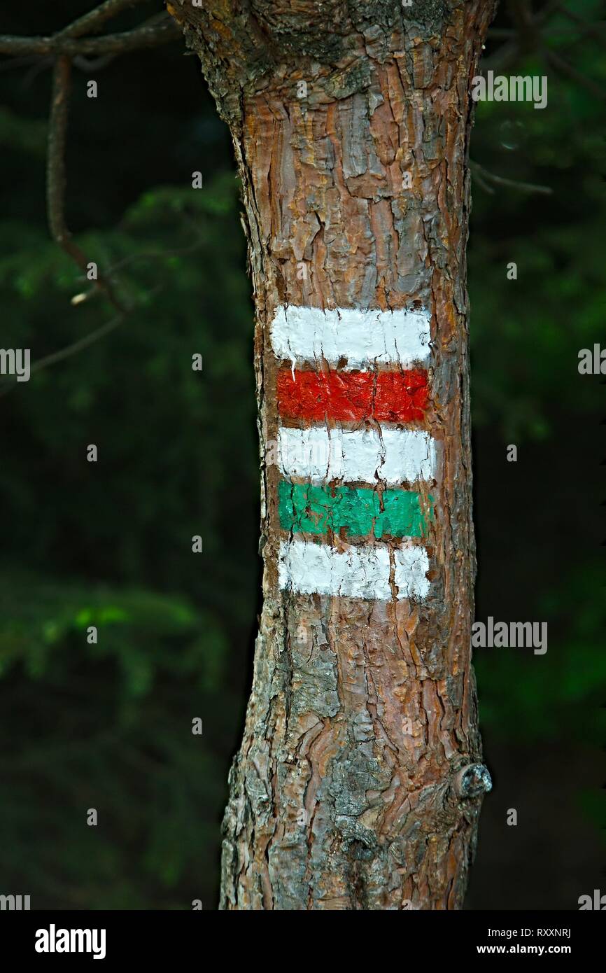 Hiking trail signs Stock Photo - Alamy