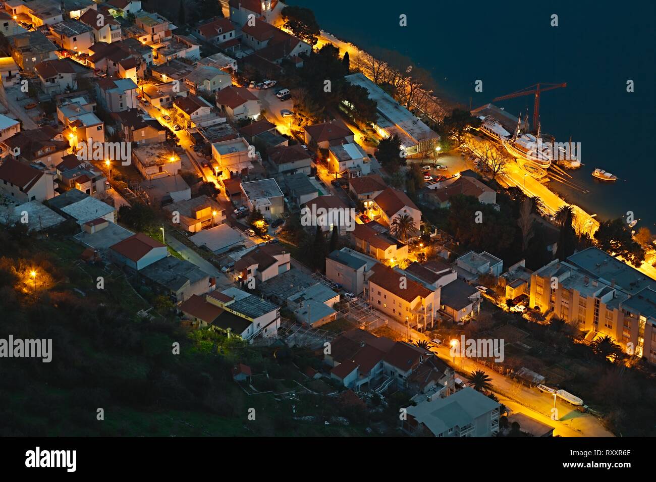 Mediterranean town at night Stock Photo - Alamy