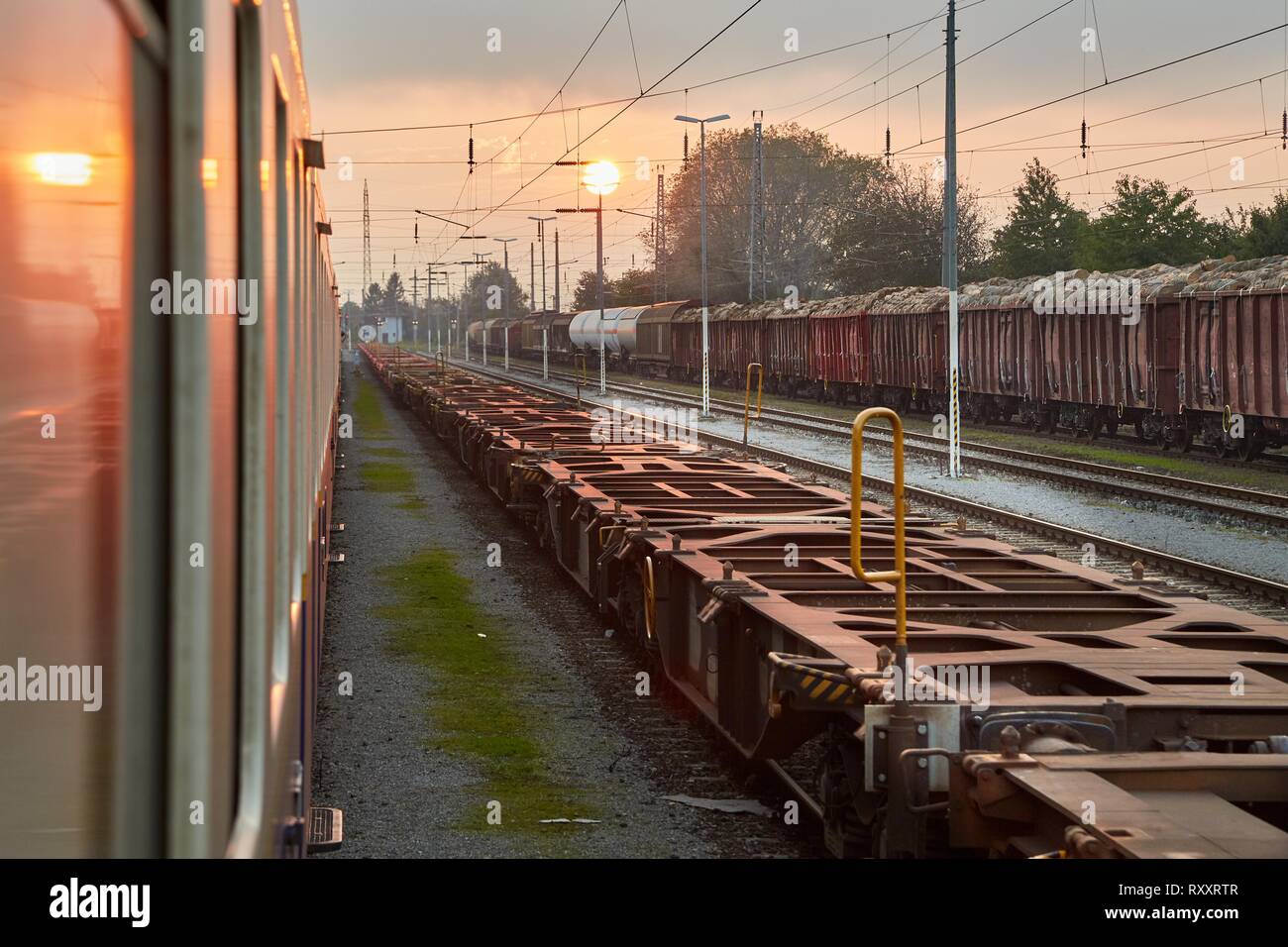 Train window view at dusk hi-res stock photography and images - Alamy