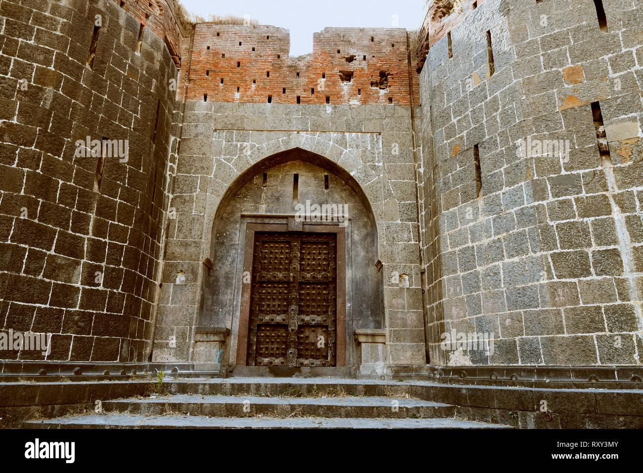Stone masonry wall and Main Gate with heavy-duty door at Sardar ...