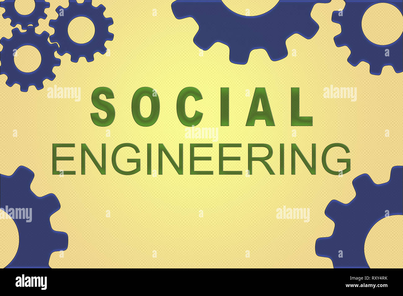 SOCIAL ENGINEERING sign concept illustration with blue gear wheel ...