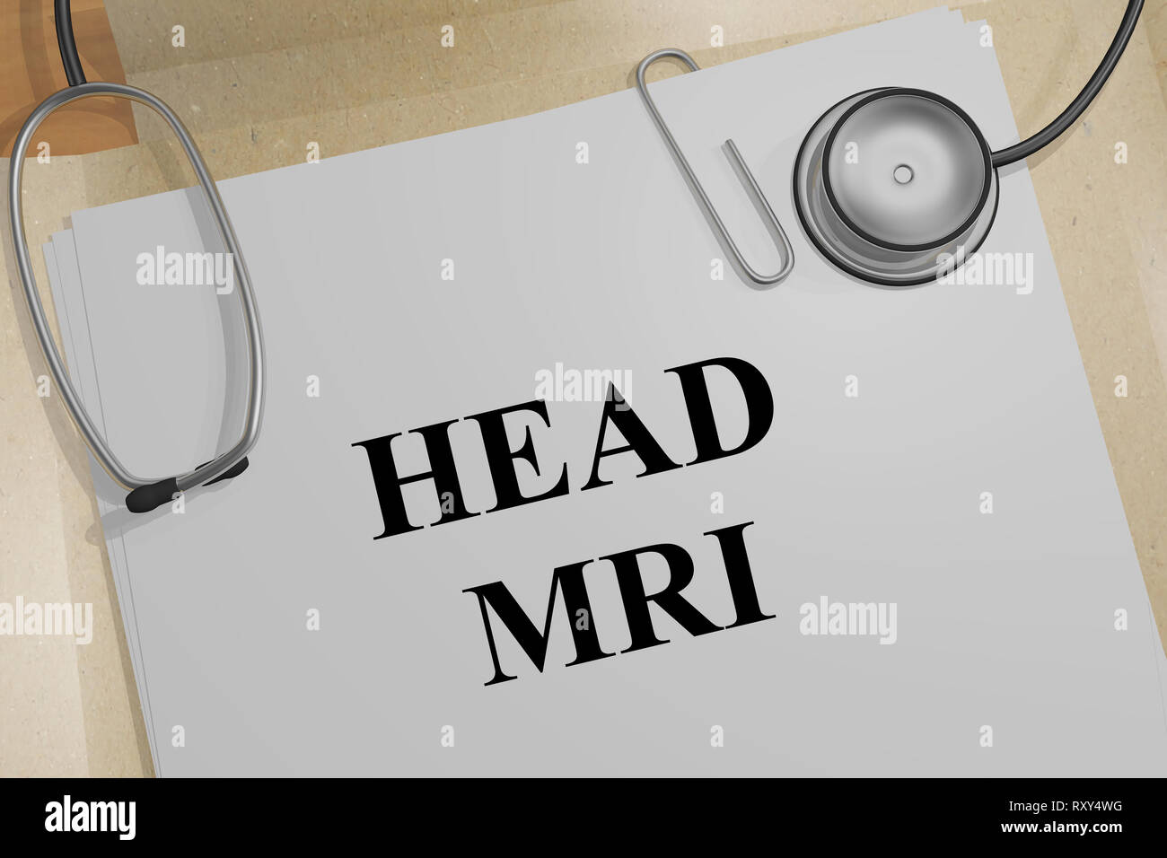 3D illustration of HEAD MRI title on a medical document Stock Photo - Alamy
