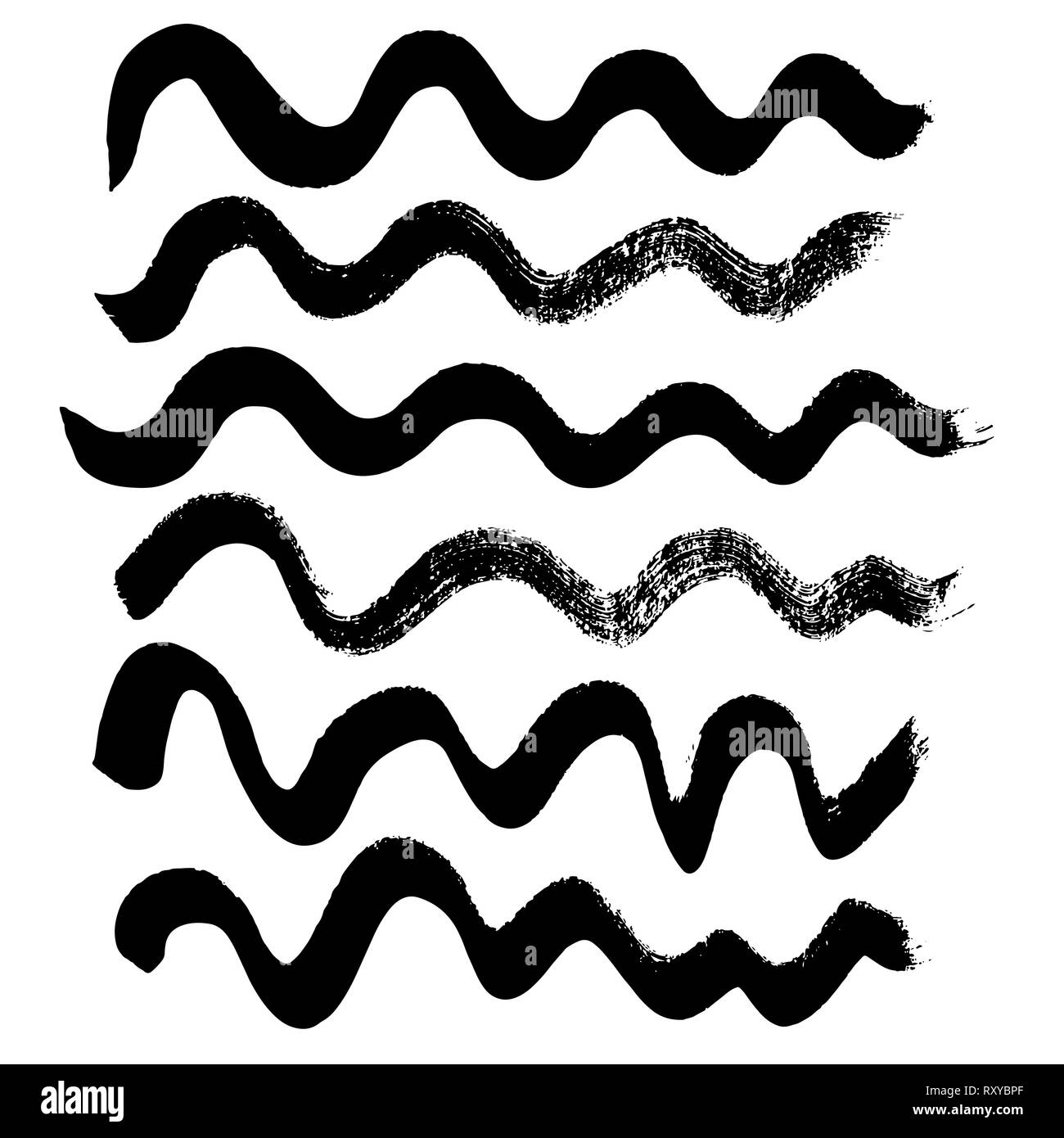 Black ink vector brush strokes. Vector illustration. Grunge wave ...